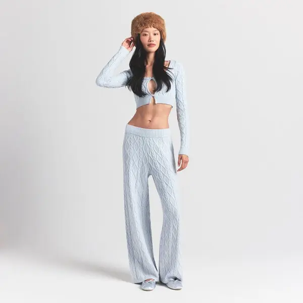 SKIMS Sweater Knits Cable Knit Straight Leg Pant - Zen Blue