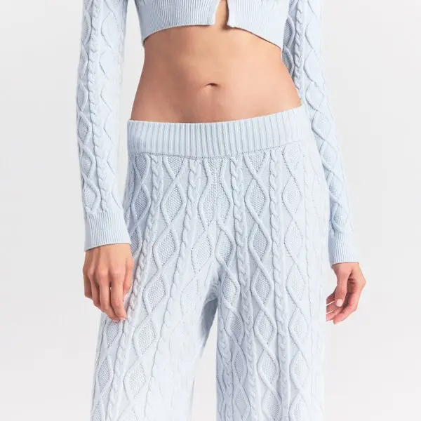 SKIMS Sweater Knits Cable Knit Straight Leg Pant - Zen Blue