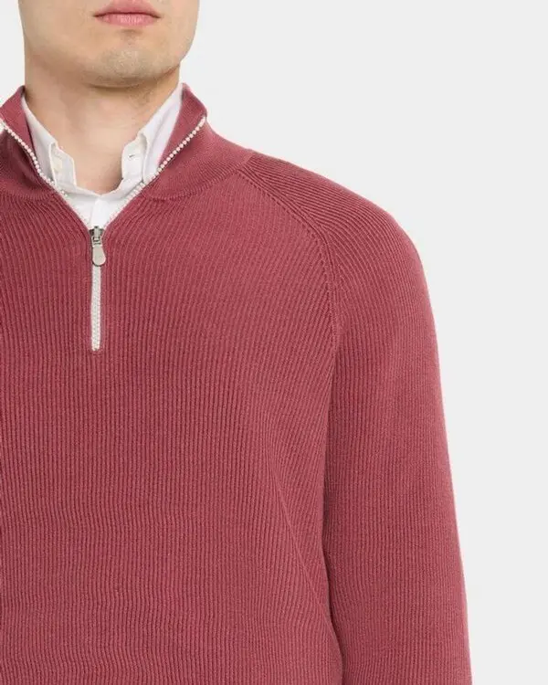 Brunello Cucinelli Cotton English Rib Half-zip Sweater - Cora