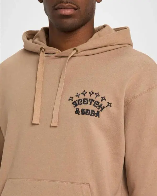 Scotch & Soda Cross-stitch Logo Cotton Hoodie - Eggnog