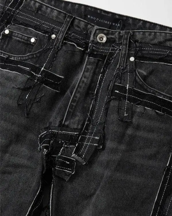 WHO DECIDES WAR Exposure Patchwork Slim-fit Jeans - Coal