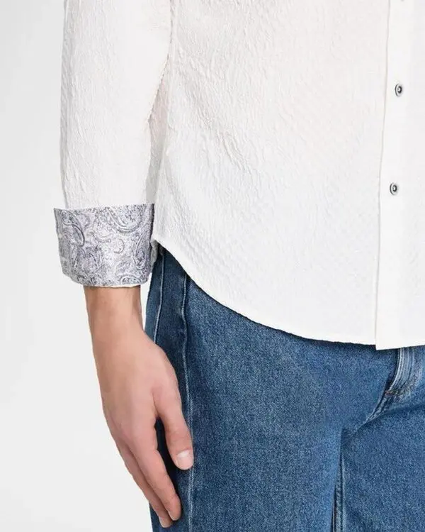 Robert Graham Apos;s Devonshire Paisley-check Jacquard Button-down Shirt - White