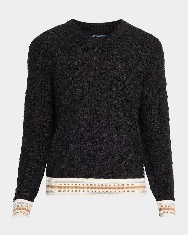 Scotch & Soda Cable Knit V-neck Sweater - Meteorite