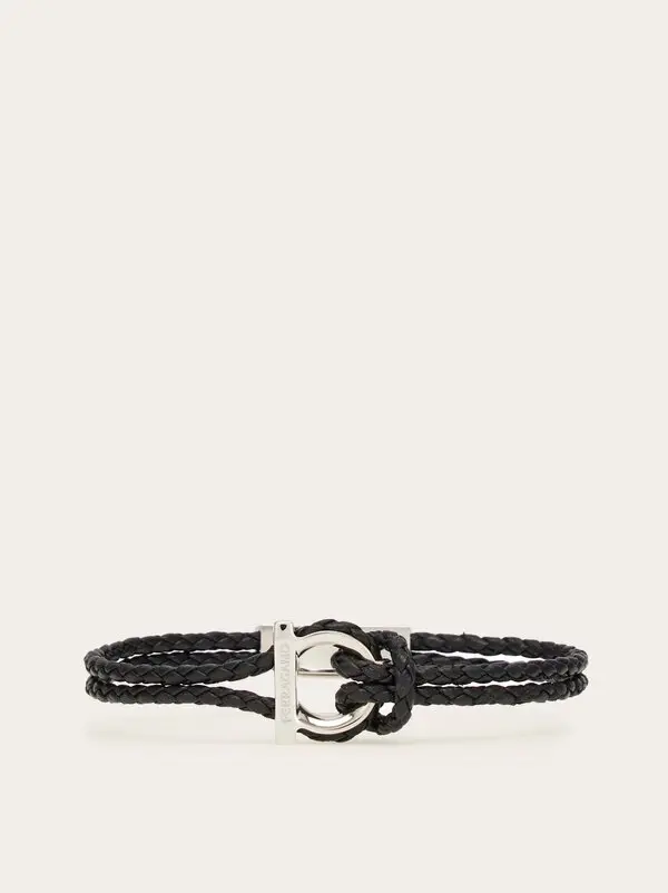 FERRAGAMO Gancini Braided Bracelet - Black