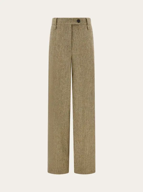 FERRAGAMO Linen Tailored Trouser - Beige