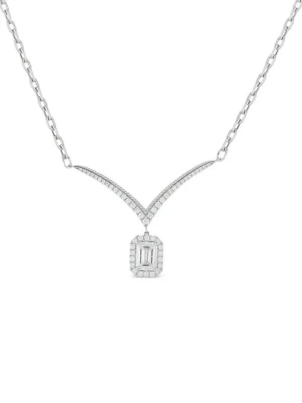 LB EXCLUSIVE Diamond And Emerald Pendant Necklace - Silver