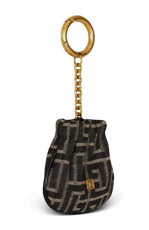 Balmain Pulse Monogram Jacquard Key Ring - Black