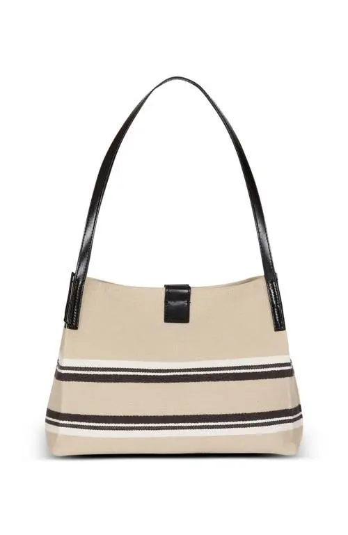 Balmain Small Release Shopper Bag In Canvas And Calfskin - Beige