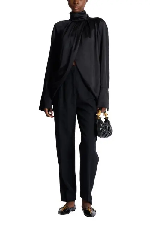 Balmain Draped Silk Blouse - Black