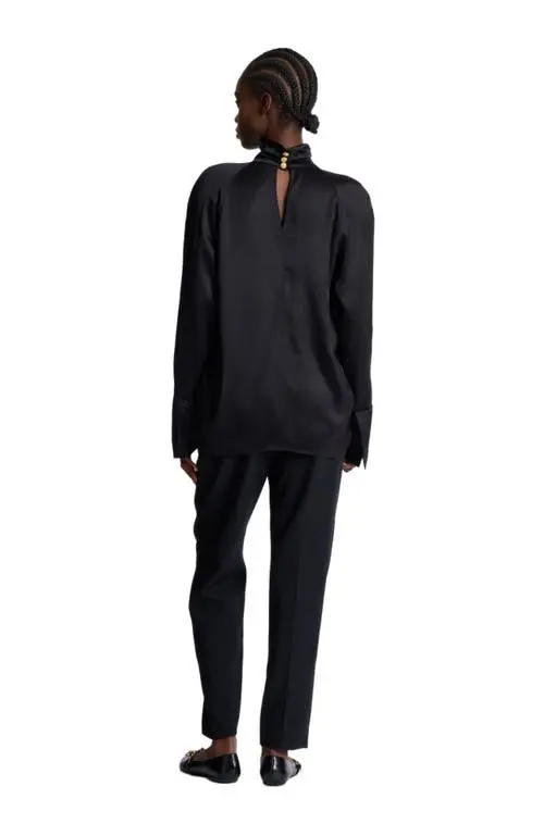 Balmain Draped Silk Blouse - Black