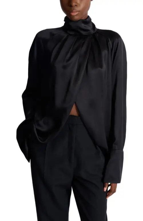 Balmain Draped Silk Blouse - Black