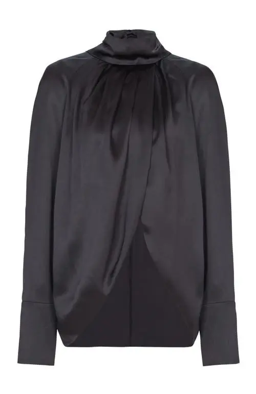 Balmain Draped Silk Blouse - Black