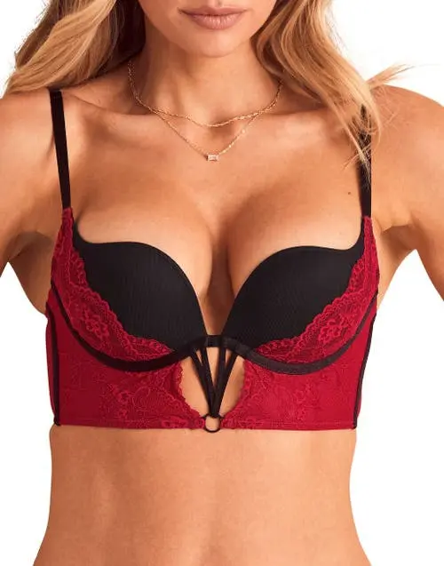 ADORE ME Skarlett Push Up Plunge Bra - Dark Red
