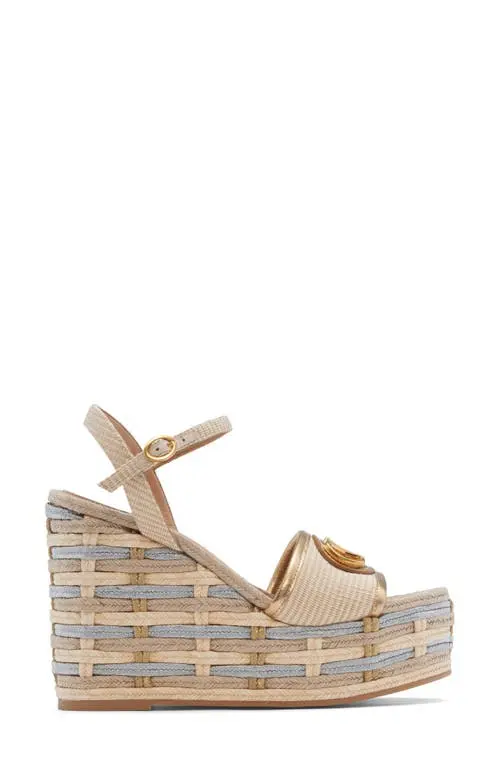 Valentino Garavani Vlogo Espadrille Wedge Sandal - Natural