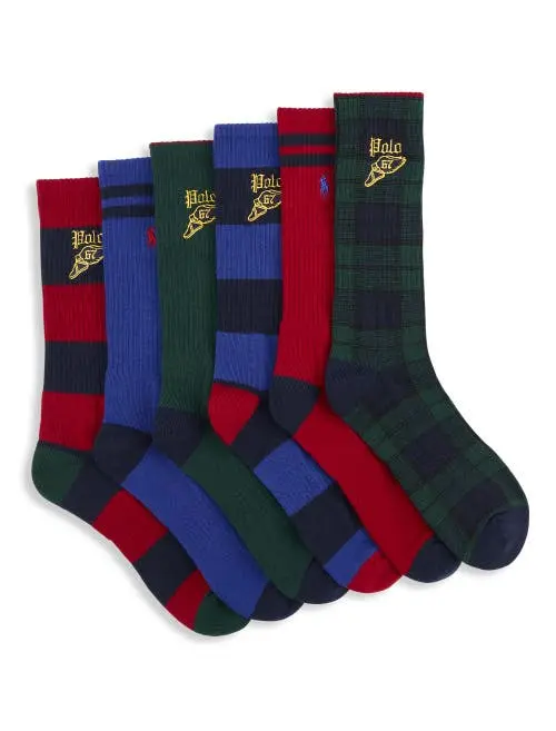 Polo Ralph Lauren Big & Tall 6-pack Tartan Crew Socks - Multi