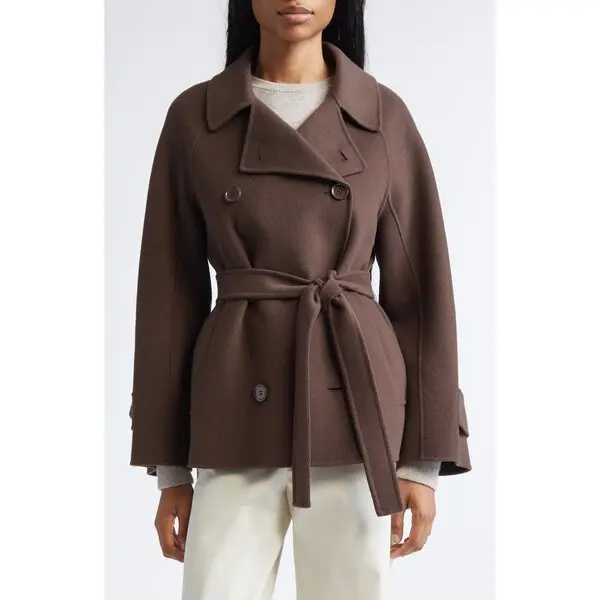 Max Mara Louise Short Wool Double Face Coat - Chocolate