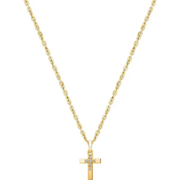 TINY BLESSINGS 14k Gold Pavé Cz Cross Necklace - 14k Yellow Gold