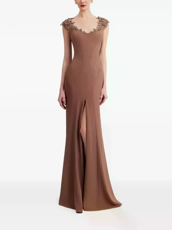 GEMY MAALOUF Beaded Neckline Maxi Dress
