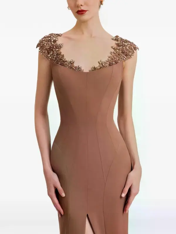 GEMY MAALOUF Beaded Neckline Maxi Dress