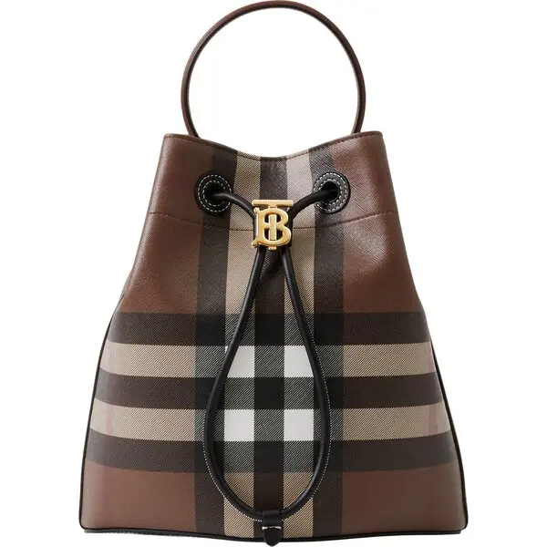 Burberry Small Tb Bucket Bag - Dark Birch Brown