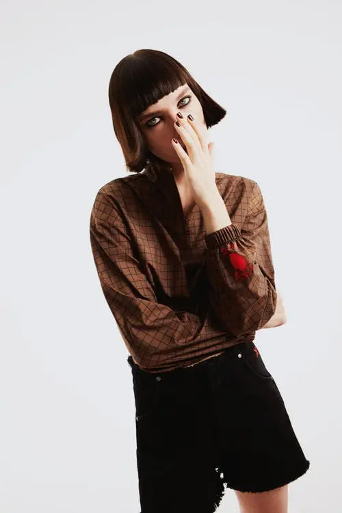PCFG Cropped Sweatshirt With High Neck - Brown