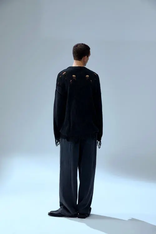 PCFG Ripped Knit Sweatshirt - Black