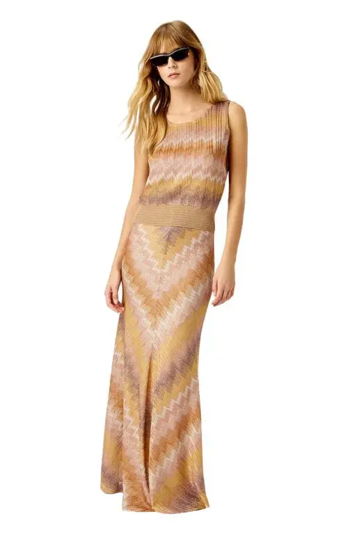 Missoni Viscose Lamé Tank Top With Snake Motif - Gold