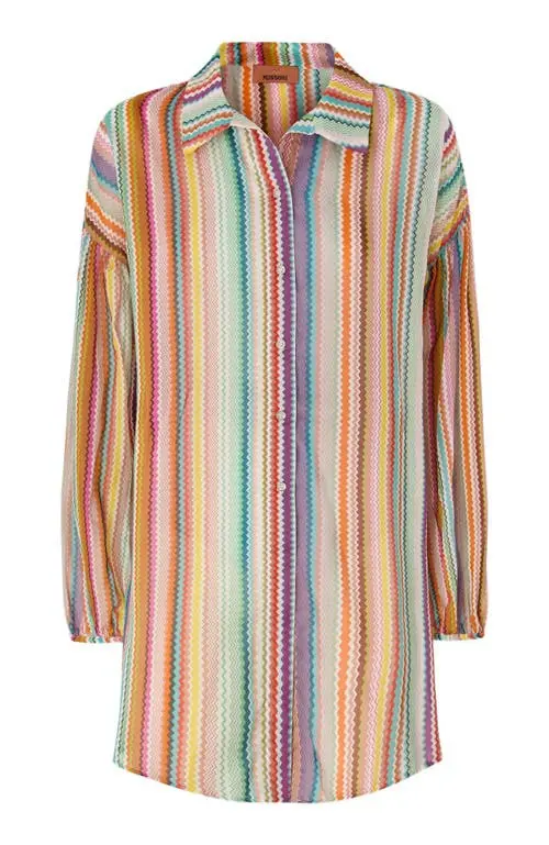 Missoni Cotton And Silk Shirt With Zigzag Pattern