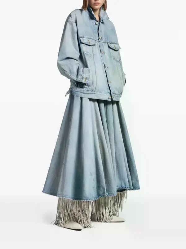 Balenciaga Fringe-detail Maxi Skirt - Blue
