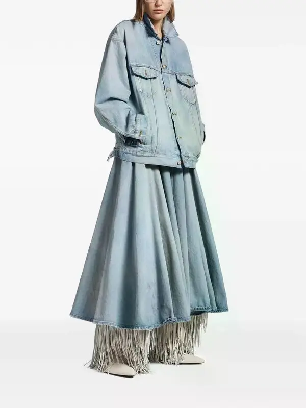 Balenciaga Fringe-detail Maxi Skirt - Blue