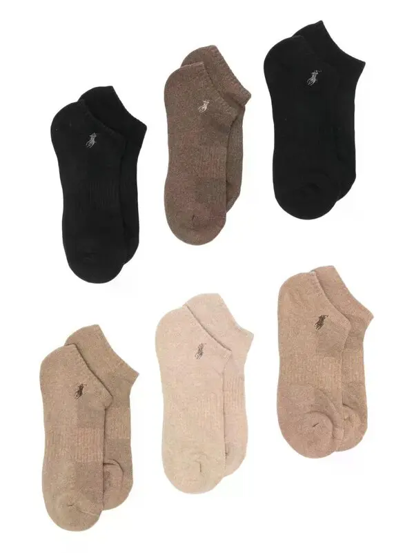Polo Ralph Lauren Logo-embroidered Socks Set Of Six - Neutrals