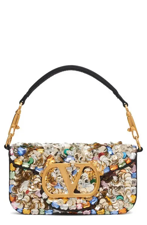 Valentino Garavani Small Locò Vlogo Paillette And Crystal Shoulder Bag
