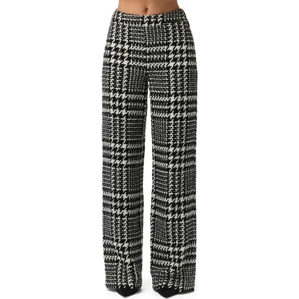Naked Wardrobe Houndstooth Plaid Straight-leg Pants