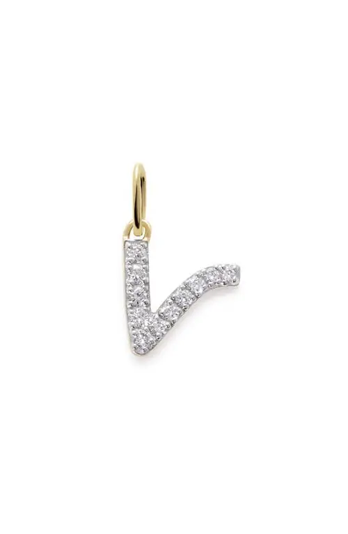 Monica Vinader Lab Grown Diamond Initial Pendant Charm - 14k Gold V