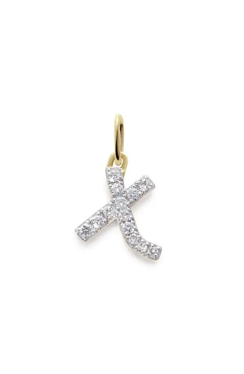 Monica Vinader Lab Grown Diamond Initial Pendant Charm - 14k Gold X
