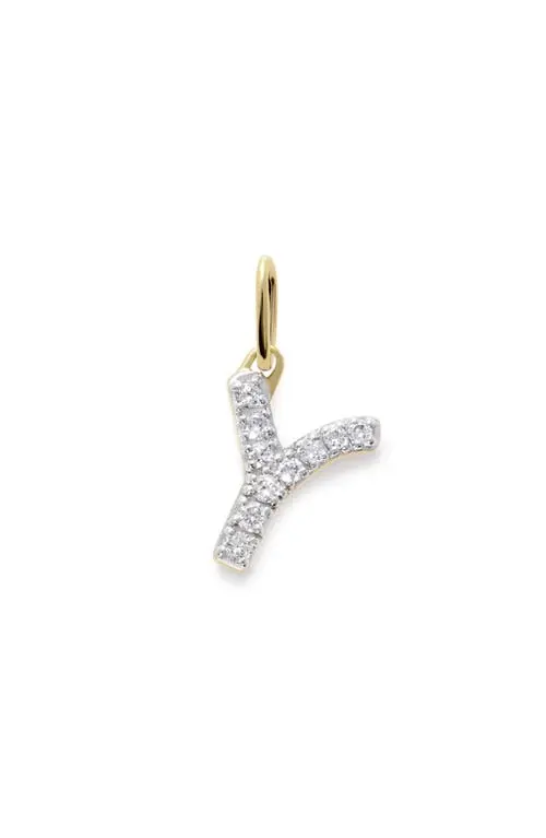 Monica Vinader Lab Grown Diamond Initial Pendant Charm - 14k Gold Y