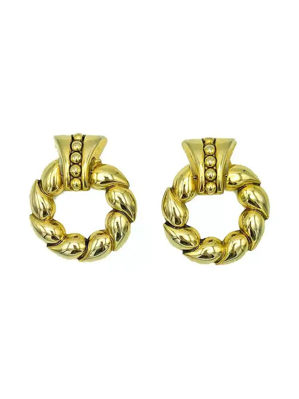 JENNIFER GIBSON JEWELLERY 1980s Door Knocker Clip-on Earrings - Gold