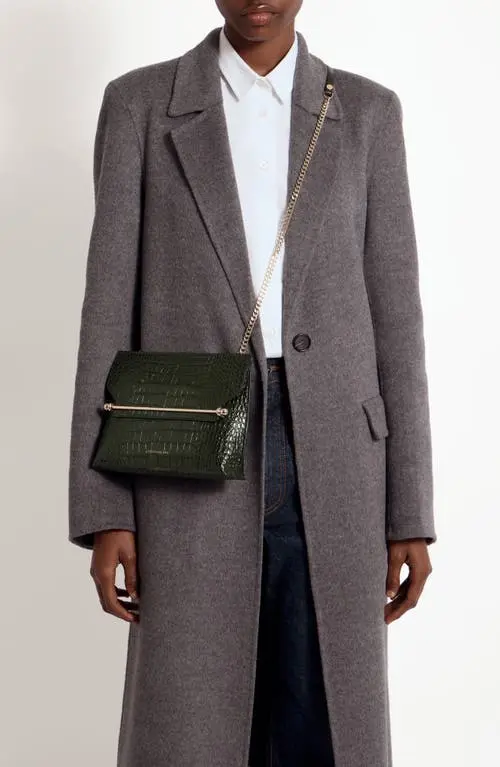 Strathberry Stylist Croc Embossed Leather Clutch - Forest