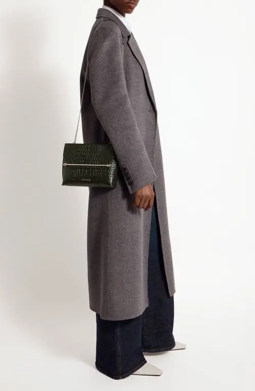 Strathberry Stylist Croc Embossed Leather Clutch - Forest