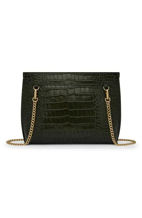Strathberry Stylist Croc Embossed Leather Clutch - Forest
