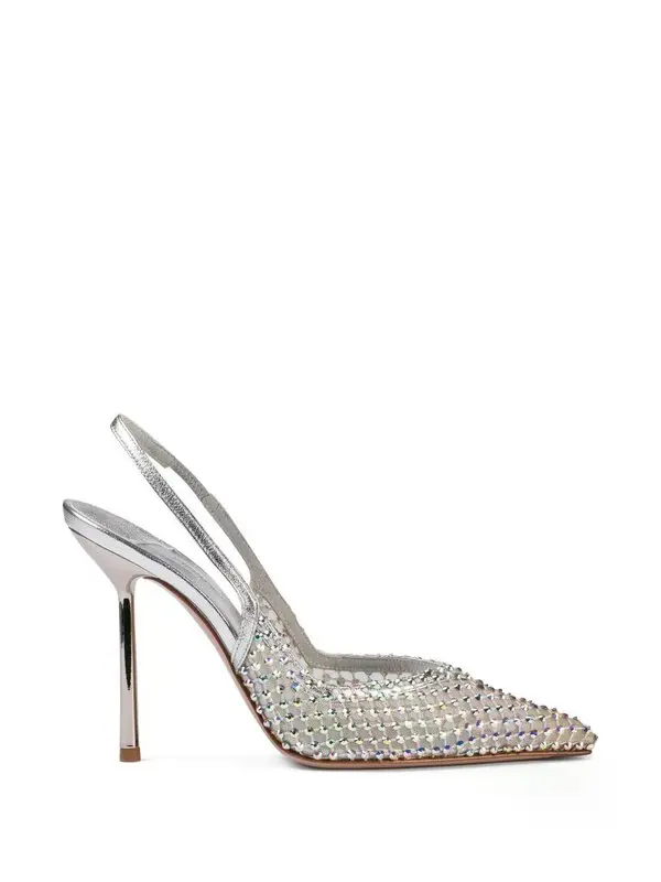 LE SILLA Gilda Rhinestone-embellished Slingback Pumps - White
