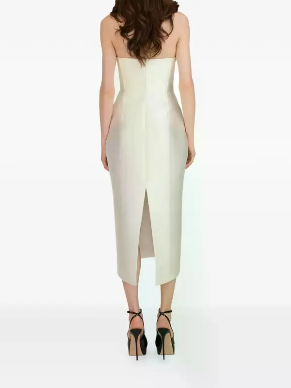 ARAFTU Strapless Floral-appliqué Midi Dress
