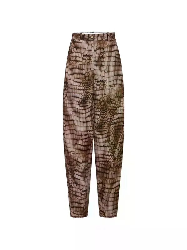 Elisabetta Franchi Alligator-print Buttoned Trousers