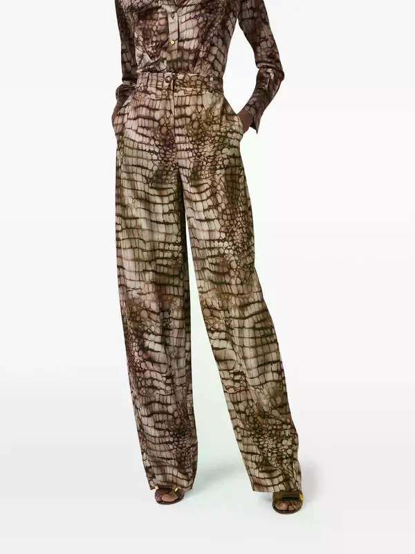 Elisabetta Franchi Alligator-print Buttoned Trousers
