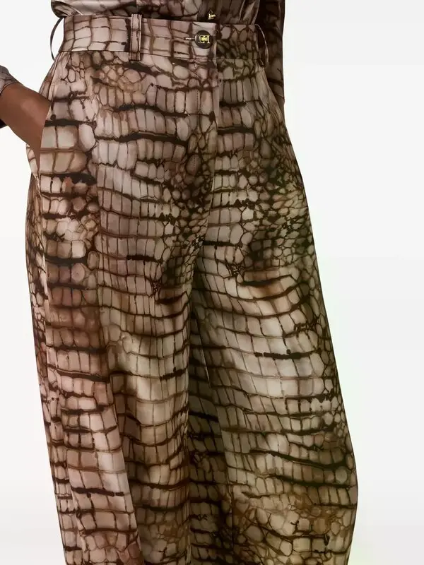 Elisabetta Franchi Alligator-print Buttoned Trousers