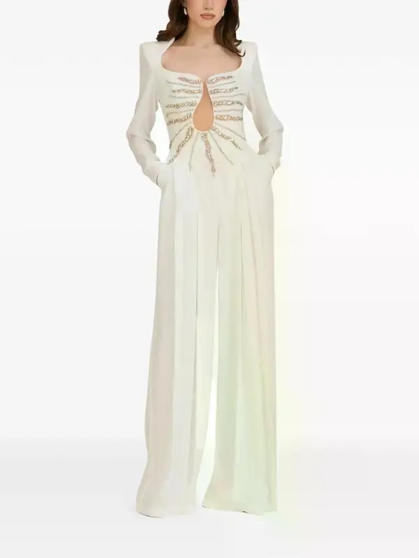 ARAFTU Embellished Long-sleeve Jumpsuit - White