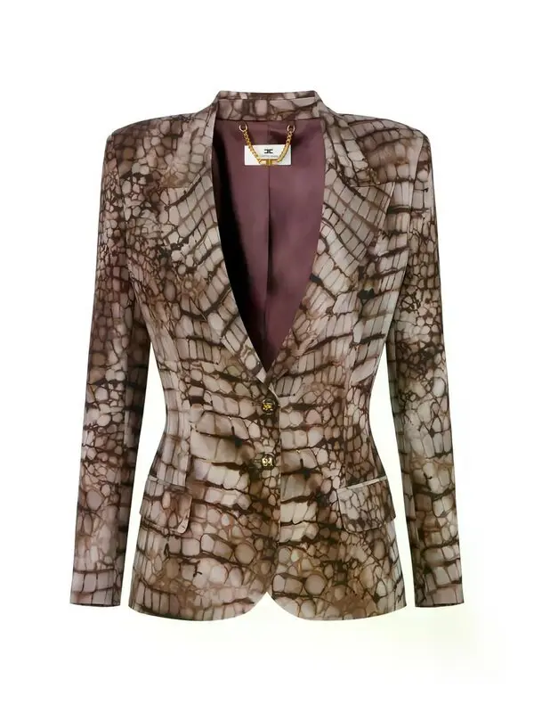 Elisabetta Franchi Alligator-print Single-breasted Jacket
