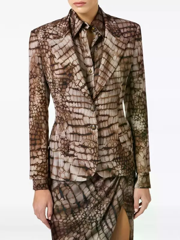 Elisabetta Franchi Alligator-print Single-breasted Jacket