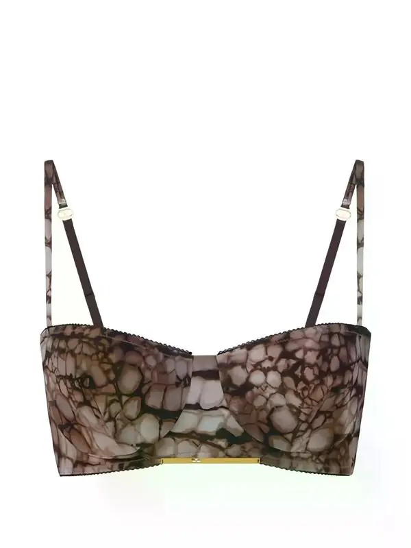 Elisabetta Franchi Alligator-patterned Bra - Brown