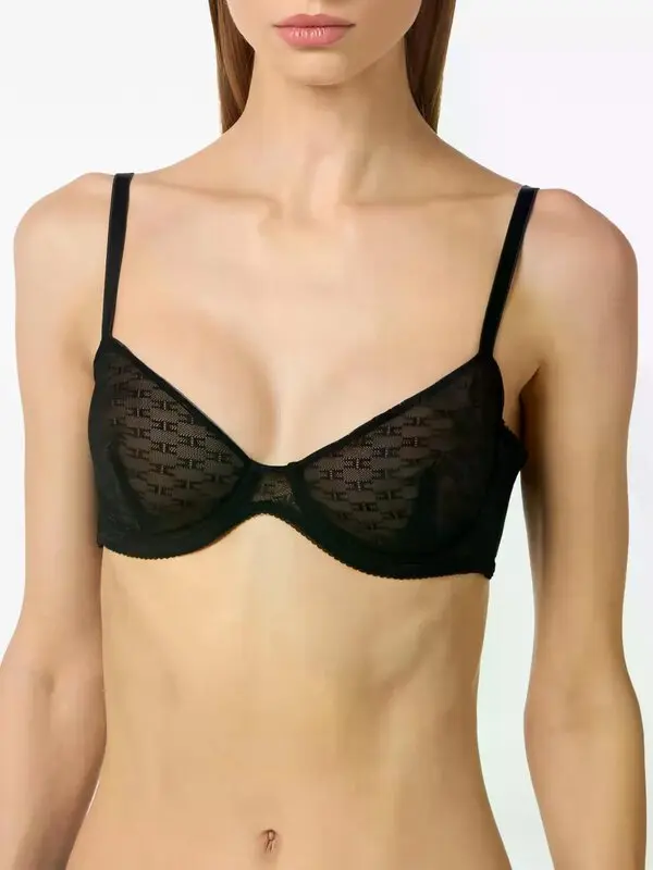 Elisabetta Franchi Monogram Tulle Bra